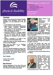 Newsletter Spring 2018 – Physical Disability Australia